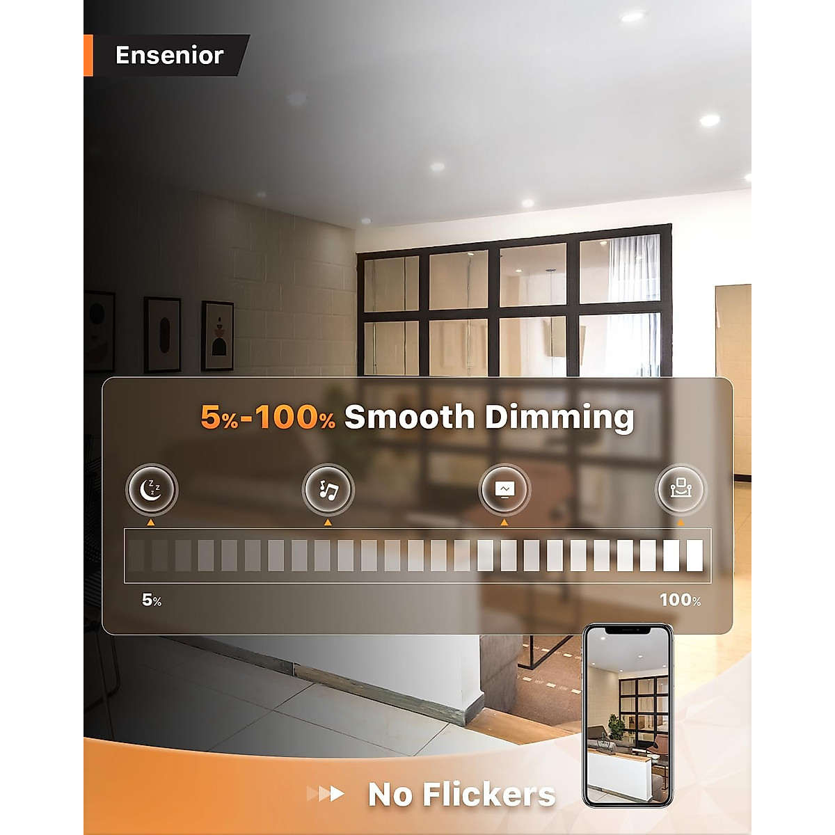 Ensenior 24 Pack 6 Inch LED Recessed Ceiling Light, Dimmable, 3000K-5000K 3CCT, 1050LM 12W 120V, High Brightness Canless Wafer Downlight - ETL&FCC&IC