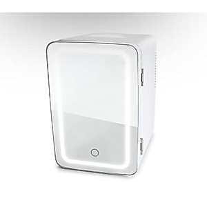 Personal Chiller LED Lighted Mini Fridge with Mirror Door Refrigerator, White