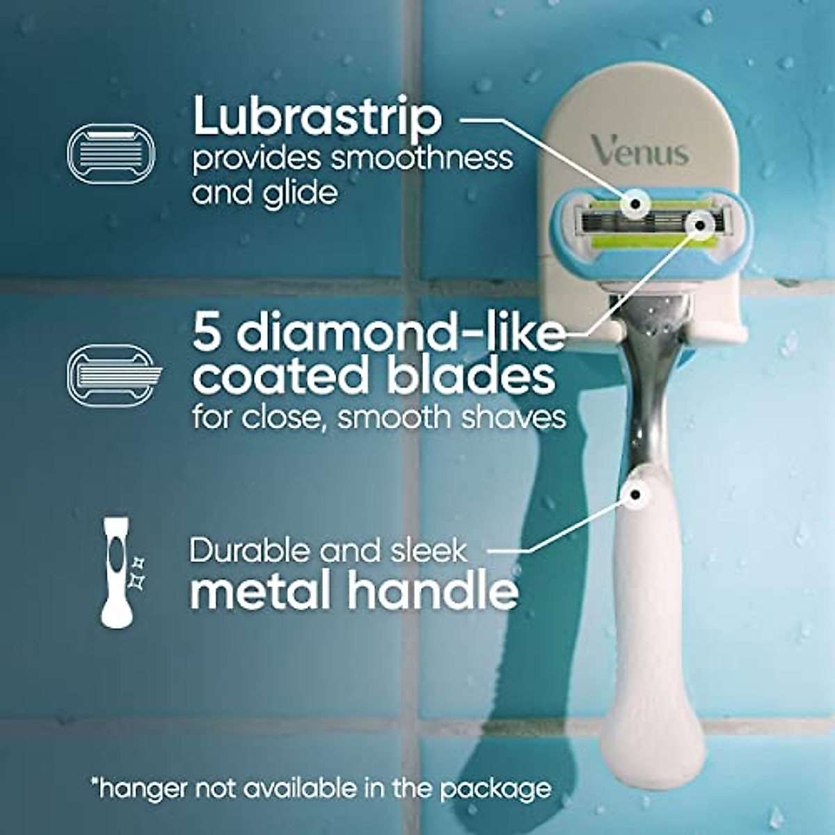 Gillette Venus Platinum Extra Smooth Razors for Women, 1 Venus Razor, 4 Razor Blade Refills, Metal Handle with Anti-Slip Grip