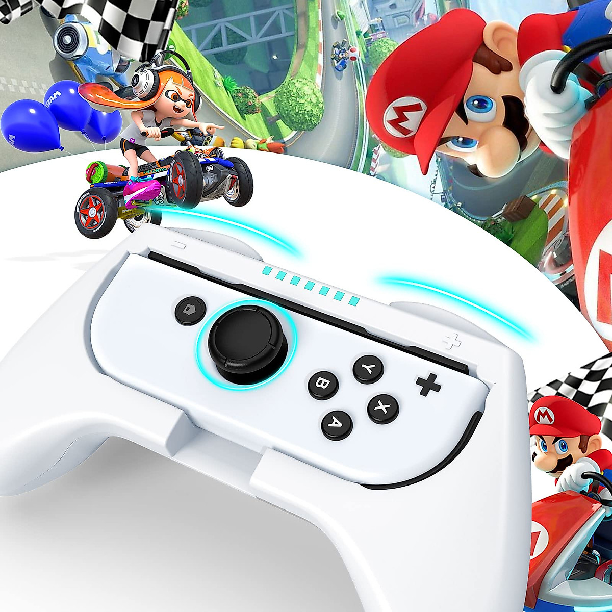 Mooroer Switch Joycon Grips White for Nintendo Switch & OLED, Switch Joy-Con Controller Holders Kit, Family Use Gaming Accessories for Nintendo Switch, [3 Pack]