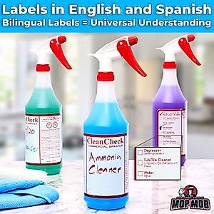 Extra Safe, Bilingual MSDS Spray Bottles 3 Pack. Large, Empty 32 Oz Bottle Perfect for Professional Cleaning Solutions, Sanitizers or Household Cleaners. Best Heavy Duty Plastic Bottle With Data Sheet