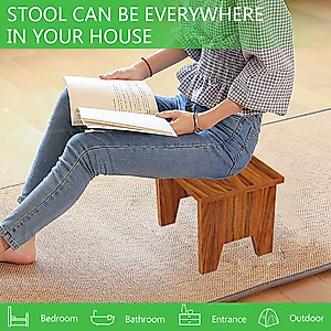 Wooden Step Stool for Adults - Stepping Stool - Small Foot Stool Bed Step Stools for High Beds for Easy Assemble with Non-Slip Pads (Brown)