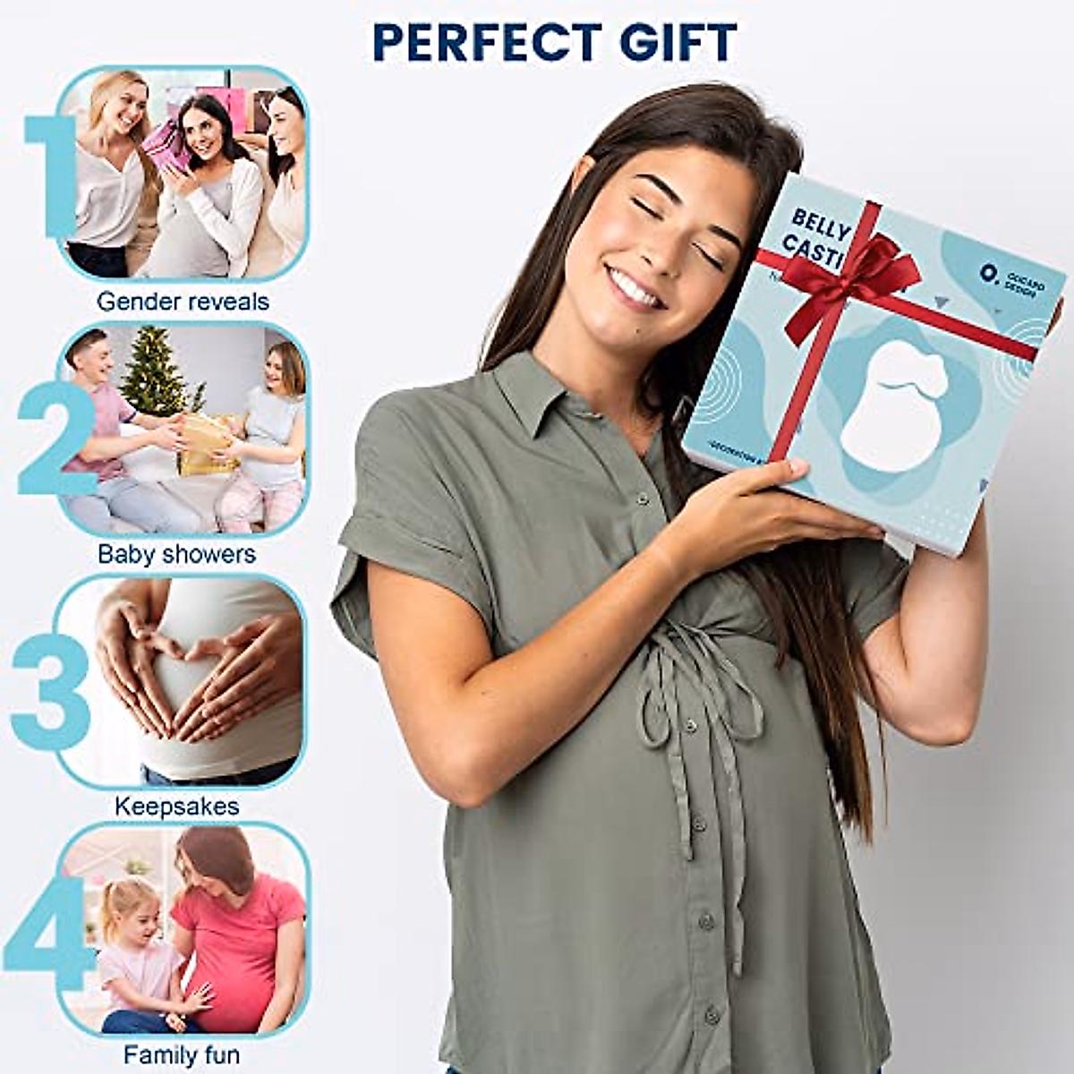 Olicard Belly Casting Kit Pregnancy, Belly Cast Kit for Expecting Mothers, Pregnancy Belly Mold Casting Kit, Unique Keepsake for Pregnant Belly, Perfect Baby Shower & Pregnancy Gifts (Glitter)