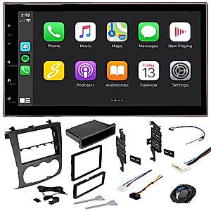 6.8” Double Din Complete Radio Kit Package for Nissan Altima 2007-2012 with Touchscreen Radio, Apple CarPlay, Android Auto, Bluetooth, Rear Camera Input, Dash Kit, Harness and Antenna Adapter