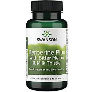 Swanson Berberine Plus with Bitter Melon & Milk Thistle - 3-in-1 Formula 60 Caps
