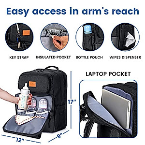 PILLANI Baby Diaper Bag Backpack - Large Travel Diaper Bags with Changing Pad - Newborn Essentials, Baby Registry Search, Shower Gifts