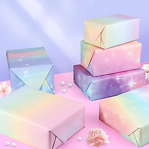 Girls Wrapping Paper Birthday Gift Wrap Set,Birthday Wrapping Paper Sheets,Fairy Wrapping Paper for Girl Women Female Girly Birthday Paper Birthday Wrap Present Wrap Gift Wrapper Gift Wrapping Paper,6 sheets