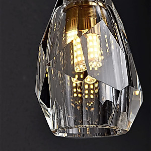 HOBIBA Reading Light Copper Wall Sconce, K9 Crystal Shade Wall Lamp, Bedside G9 Wall Lighting Adjustable Cord Wall Lights for Bedroom Hallway Bathroom (Size:A)