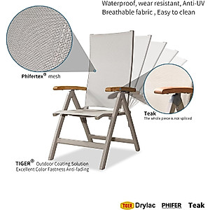 Astomi Outdoor Patio Chair, High Back Portable Folding Chair with 5 Different Angles, Support 600 LBS, Great for Garden, Balcony, Camping, Pool, Beach and Lawn, Single, Champagne&Khaki