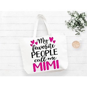 COCOVICI Mimi Tote Bag | My Favorite People Call Me Mimi | Grandma Gifts | Mimi Gifts | Mimi Christmas Gift | Christmas Gift from Grandkids (My Favorite People Call Me Mimi Pink/Black Font)