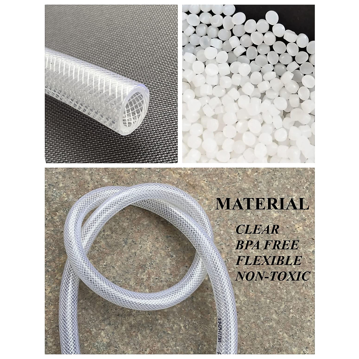 1/2" ID x 3/4" OD - 10 Ft High Pressure Braided Clear PVC Vinyl Tubing Flexible Vinyl Tube, Heavy Duty Reinforced Vinyl Hose Tubing, BPA Free and Non Toxic