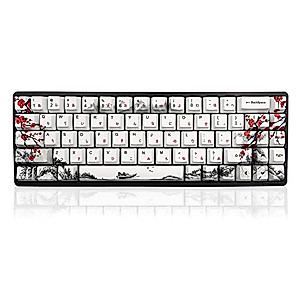JSJT Custom Keycap-Keycaps 65 Percent Suitable for GK68/RK68 Mechanical Keyboards 68 White Key Set Japanese Keycaps OEM Profile PBT Keycaps with Keycap Puller (Plum Blossom Keycaps)