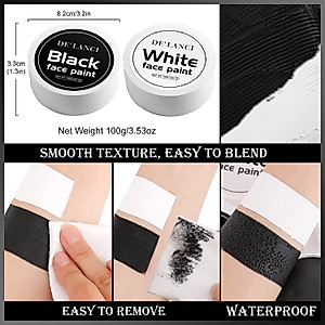 ecofavor Black White Face Paint Body Painting, 2 PCS Pro White+Black Face Body Paint Oil Based Cream Palette Kit for Art Theater Halloween Party Cosplay Clown SFX Makeup for Kids Adults (200g/7.06oz)