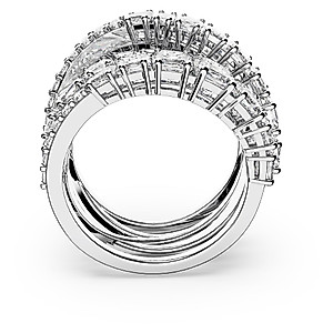 SWAROVSKI Hyperbola Ring, Mixed Cuts, Clear, Rhodium Finished; Size: Us 8; Eu 58