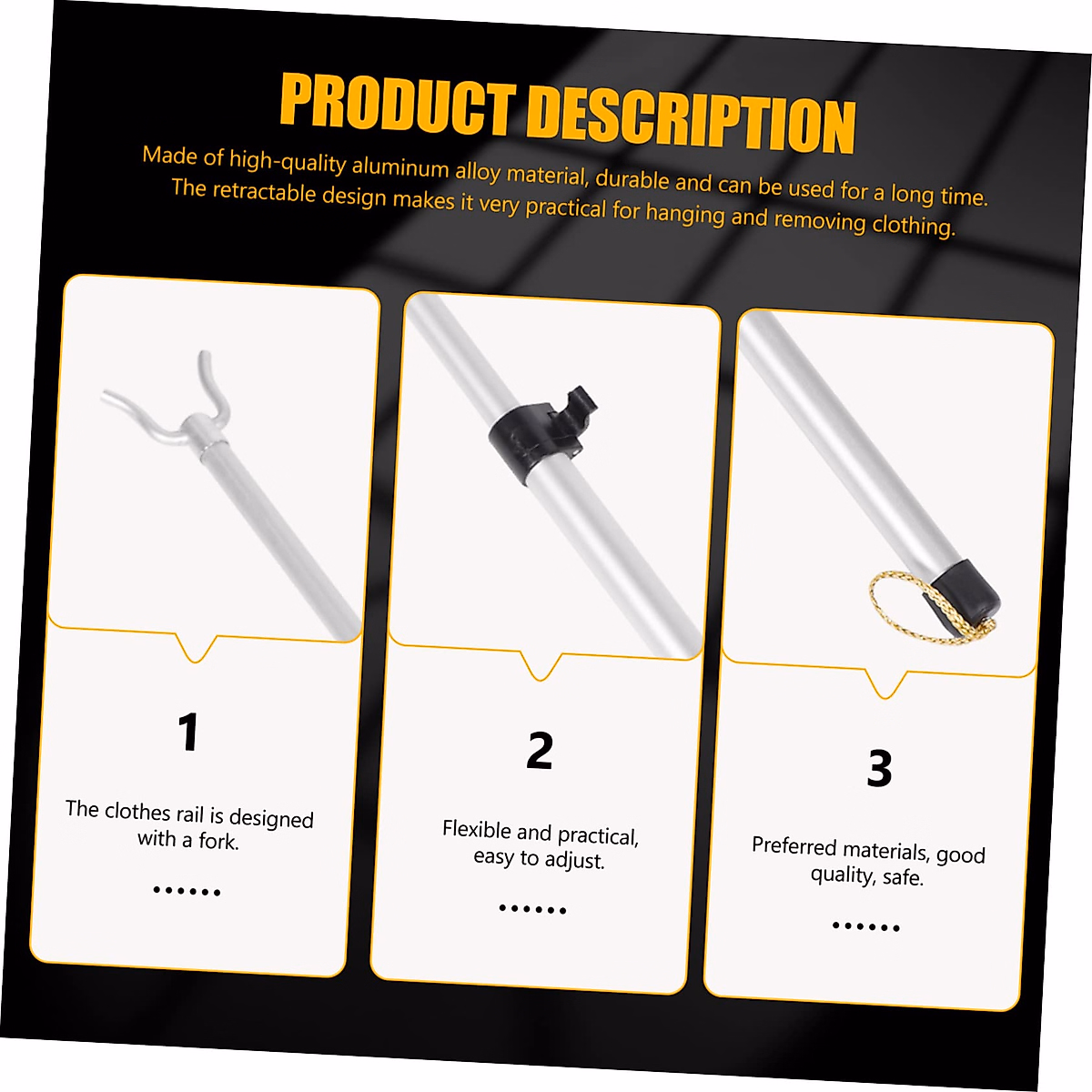 Alipis 3 pcs clothes rail white curtain rod clothing rack white Extendable Reach Pole garment rod Home Supplies Simple Pole for Clothes outdoor clothes fork grab handle hook Extender