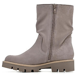 WHITE MOUNTAIN Women's Shoes Glean Lug Sole Mid Calf Boot, Lttaupe/Suede, 8.5 M