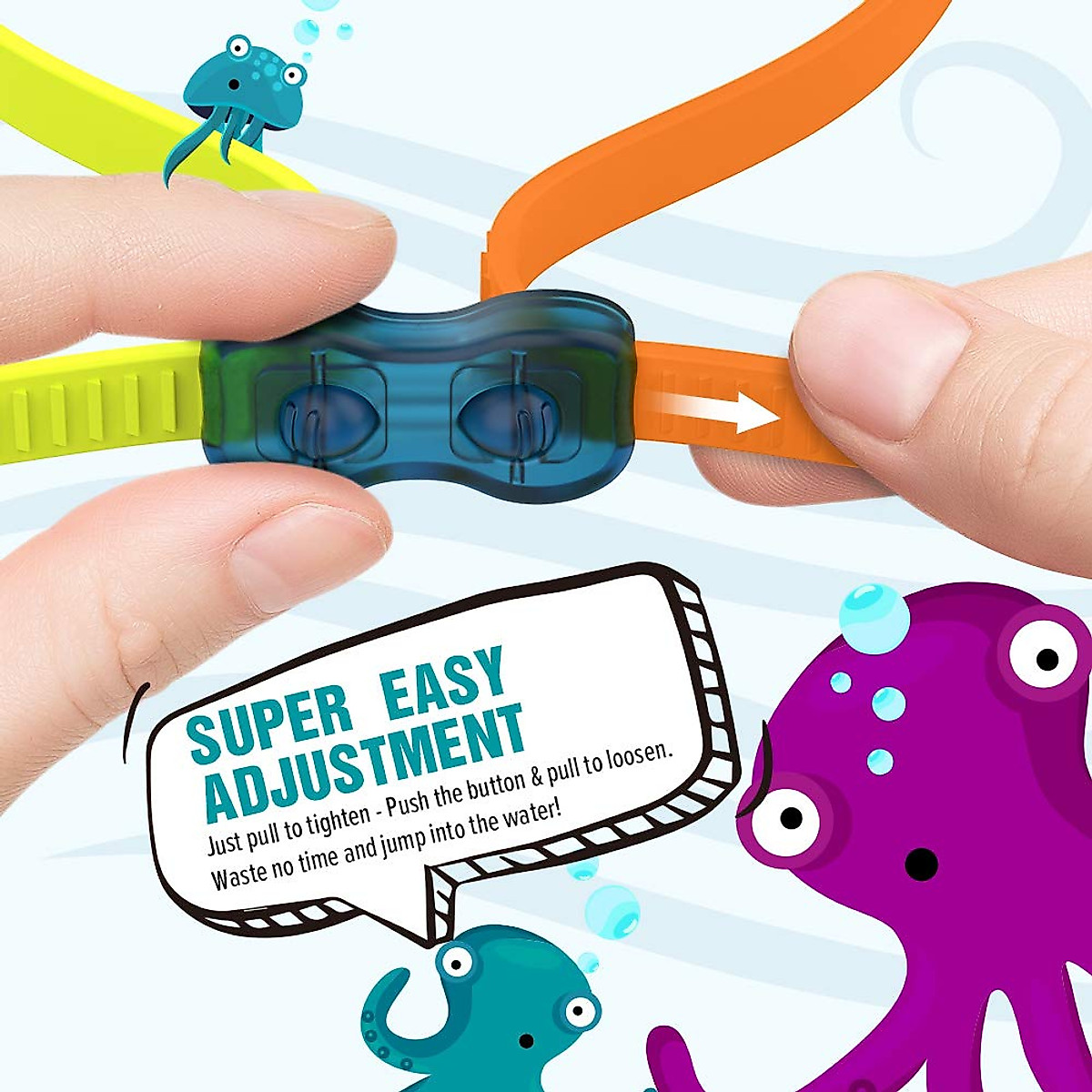 OutdoorMaster Kids Swim Goggles 2 Pack - Quick Adjustable Strap Swimming Goggles for Kids - D