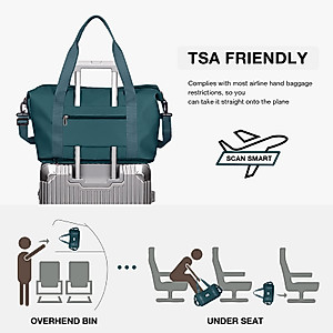 Travel Waterproof Gym Tote Bag with Fanny Pack,Weekender Carry On Overnight Bags for Women with Trolley Sleeve Wet Pocket,Duffel Hospital Bag, Dark Blue