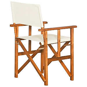 vidaXL Foldable Director's Chair - Solid Acacia Wood, Weather-Resistant, Polyester Seat, Backrest, Stylish Design, Easy to Store/Transport, Suitable for Camping and Beach Outtings