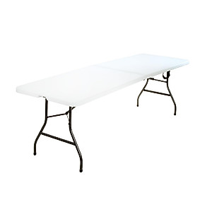 COSCO Fold-in-Half Banquet Table w/Handle, 8ft, White