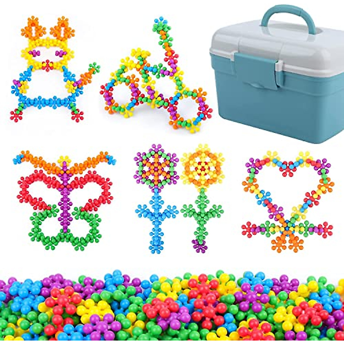 MYMUHUAN 400 Pieces Building Blocks Kids Stem Toys, Montessori Toys for 3 Year Old, Building Blocks for Toddlers, Flower Building Toy Set, Educational Building Toys Discs Interlocking for Preschool