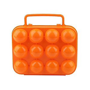Plastic Egg Storage Box With Buckle Double Side Plastic Egg Tray Storage Box for Refrigerator and Cabinet Eggs Container with Handle and Lid for Protecting 12 Eggs 7.96.72.8Inch(Orange)