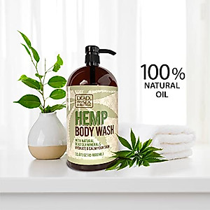 Dead Sea Collection Hemp Body Wash for Women and Men - with Dead Sea Minerals and Hamp Oil - Cleanses and Moisturizes Skin - Pack of 2 (67.6 fl. oz)