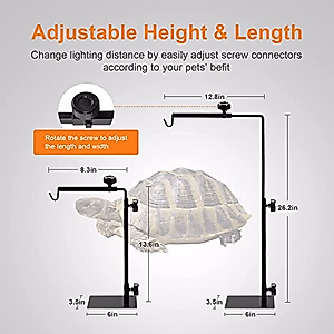 Simple Deluxe Reptile Lamp Stand Metal Floor Light Holder Basking Lamp-Holder Lamp-Support Bracket, Height Adjustable for Glass Terrarium Heating-Light, Amphibian and Aquarium Tank