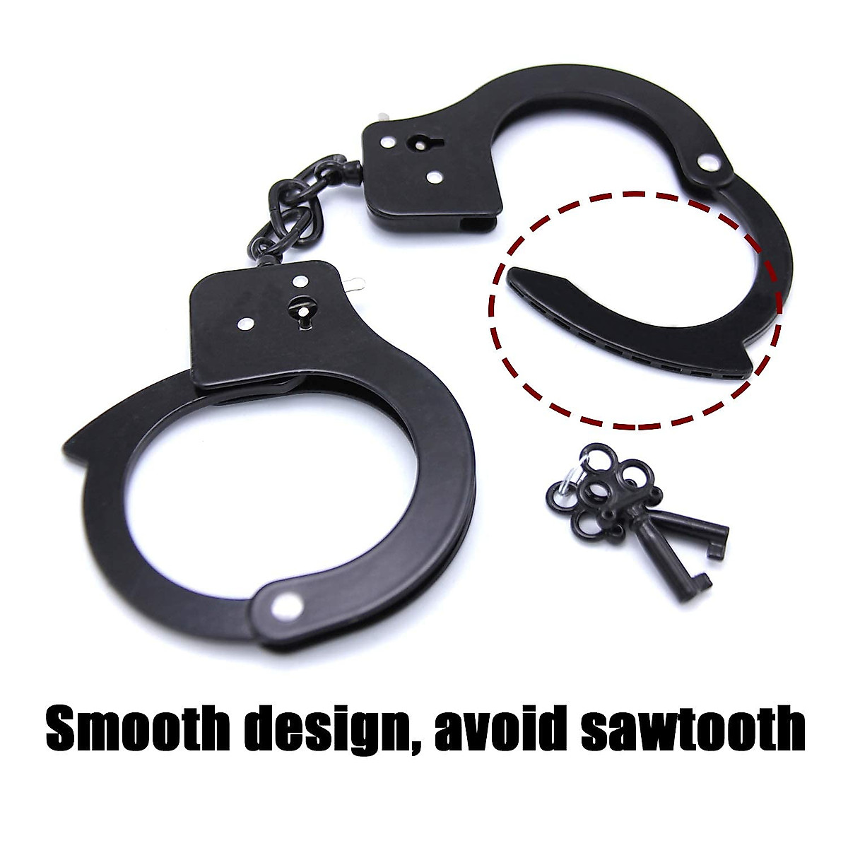 AUYYOSK Toy Metal Handcuffs with Key,Safety Party Supplies Accessory Pretend Play Hand Cuffs for Kids Children (Black)