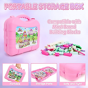 Girls Princess Castle Building Blocks , 667Pcs Dream Castle Building Blocks Toys Pink Palace,Creative Roleplay Toys Birthday Gifts with Storage Box for Kids Girls 6 7 8 9 10 11 12 Years Old