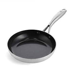 Blue Diamond HD Stainless Steel Clad Pro 11" Frypan Skillet, Diamond Infused Ceramic Nonstick, PFAS-Free, Dishwasher Safe, Oven and Broiler Safe, Silver