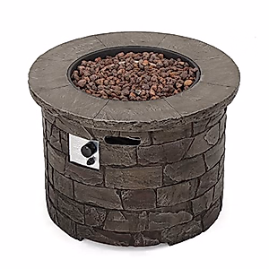 Christopher Knight Home Stillwater Outdoor Circular Firepit, Natural Stone Finish