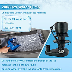 2008929 Ice Machine Water Pump Compatible with Manitowoc Ice Machines with a 4-Inch Diameter Washer Replace 2008929 8251129 2007679 115V
