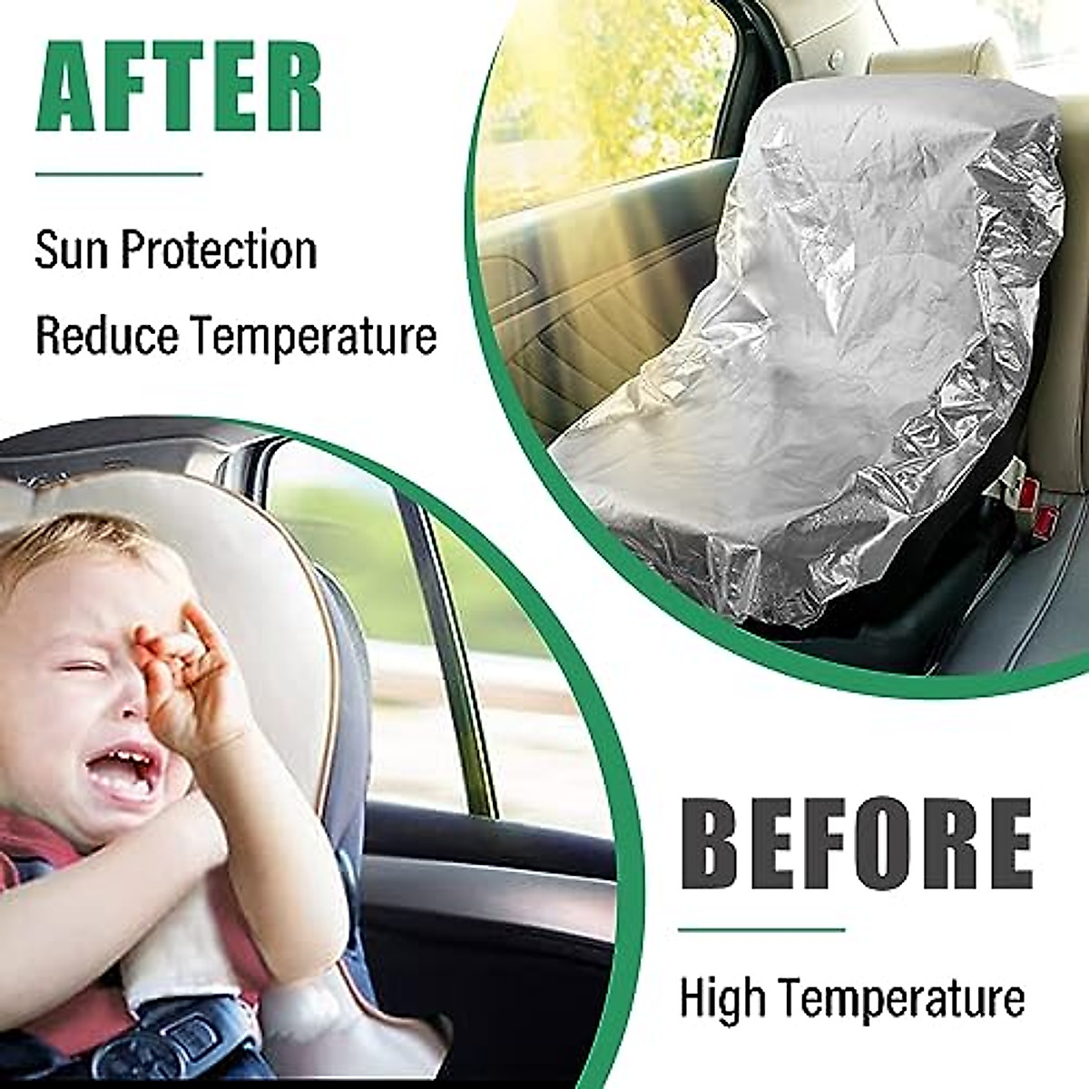 Ziciner Baby Car Seat Sun Shade Cover, Infant Auto Seats Heat Protector Keeps Baby's Carseat at Cooler Temperature, Blocks Out Heat & Sun UV Covers, Universal Baby Travel Accessories