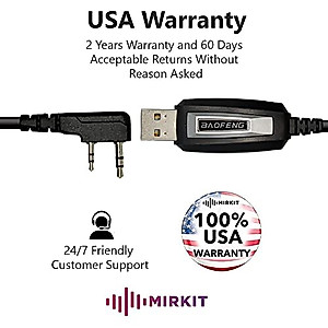 MIRKIT Baofeng Programming Cable for Two Way ham Portable radios: UV-5R, 5RA, 5R Plus, 5RE, UV-82, BF-F8HP, UV3R Plus, BF-888S, 5R EX, 5RX3, GA-2S, BF-F8+, H777 UV82HP