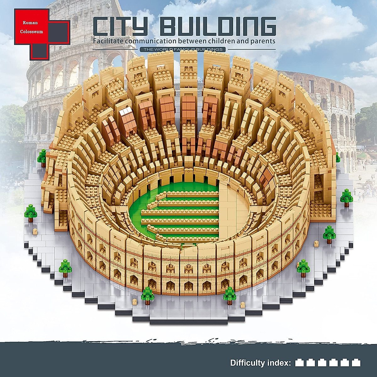 bnwent Building Blocks Toys Colosseum Model (5594 Pieces) The World's Great Architecture Series Collectible Famous Landmarks DIY Gift for Teens and Adults