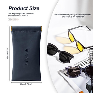 V-LAFUYLIFE Glasses Case Soft 2 Pack - Portable Leather Squeeze Top Eyeglass Case Anti-Scratch Soft Sunglasses Case for Women.(Pink/Blue)