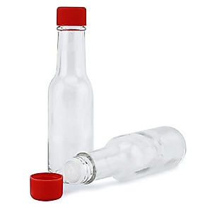 Cornucopia 3-Ounce Mini Hot Sauce Bottles (24-Pack); Little Sauce Bottles w/Red Caps, Dripper Inserts, and Black Shrink Bands