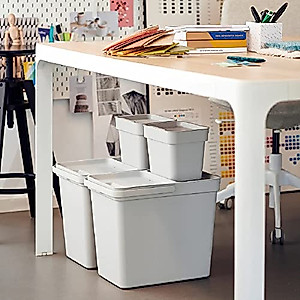 I-K-E-A HÅLLBAR Bin with Lid, Light Gray 6 Gallon