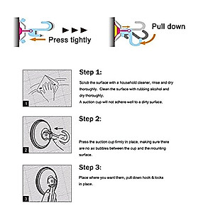 NL Home Suction Cup Hooks, Powerful Vacuum Wreath Hangers for Glass Door or Window, Set of 4, Black