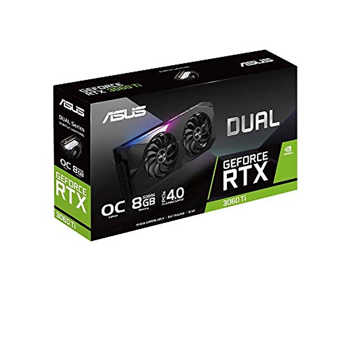 ASUS Dual NVIDIA GeForce RTX 3060 Ti OC Edition Gaming Graphics Card (PCIe 4.0, 8GB GDDR6 Memory, HDMI 2.1, DisplayPort 1.4a, Axial-Tech Fan Design, Dual BIOS, Protective Backplate, GPU Tweak II)