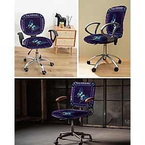 Big buy store Office Chair Cover Butterfly Protective Stretchable Universal Computer Chair Covers Purple Starry Sky Starlight Stretch Rotating Chair Slipcover
