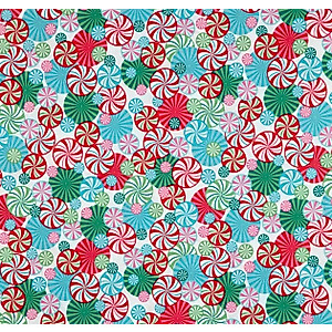 Christmas Colorful Peppermint Swirl Apparel Cotton Fabric Cut by The Yard - One Yard