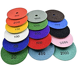 Konfor Diamond Polishing Wet Pads 4 Inch for Grinding Stone Marble Granite Countertop Tiles 10 Pieces Grit 30