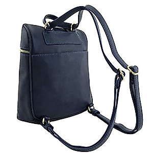 FashionPuzzle Small Versatile Crossbody Backpack (Navy)