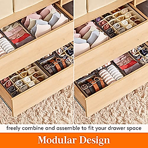 Lifewit Drawer Underwear Organizer Divider 4 Pieces Fabric Foldable Dresser Storage Basket Organizers and Storage Bins for Storing Bra, Lingerie, Undies, Grey