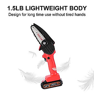 Gigilli Mini Chainsaw with 2 Batteries 2 Chain, 4-Inch Cordless Mini Chainsaw Battery Powered Portable, Christmas Gift Handheld Small Electric Chainsaw for Branch Pruning Tree Trimming Wood Cutting