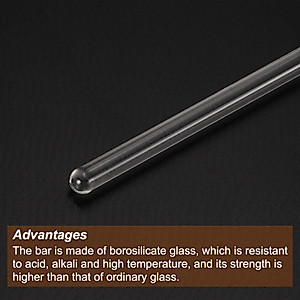 MECCANIXITY 3.3 Borosilicate Glass Stick 9.84" Length 6mm Dia Stir Rod Mixing Tools with Both Ends Round for Lab Kitchen Science 3Pcs