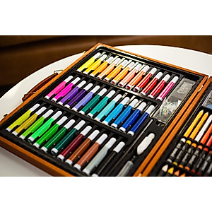 American Laser Crafts Painting, Drawing & Art Supplies with Personalized Wooden Art Case for Kids 6-8 and 9-12 - Art Set, Paint Set, and Drawing Pencils Set for Boys and Girls