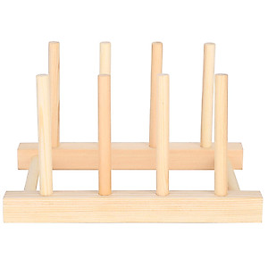 3 Set Kitchen Bowl Dish Draining Rack, Wooden Drain Dish Rack, Dinner Plate Storage Rack, Plates rack/Pans/Cups Dish rack, Kitchen Utensils